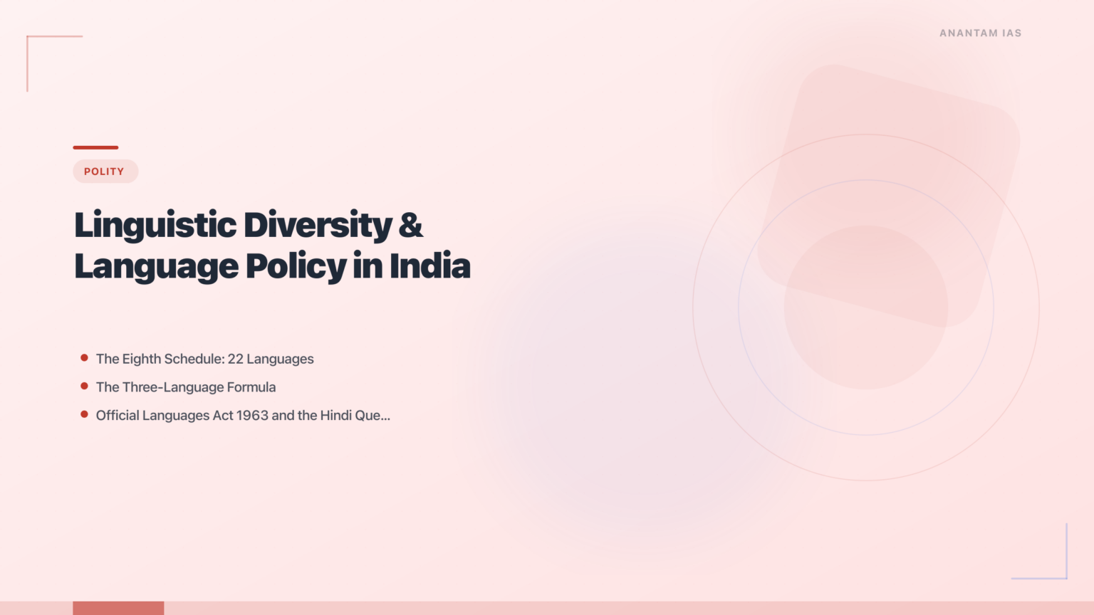Linguistic Diversity & Language Policy in India - Anantam IAS