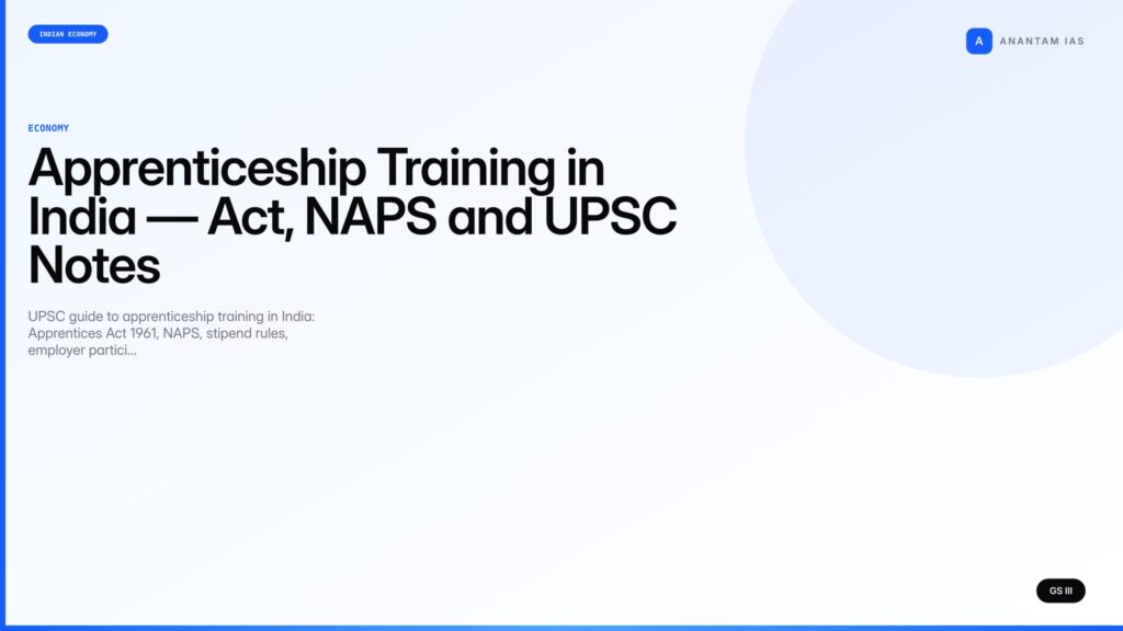 Apprenticeship Training in India — Act, NAPS and UPSC Notes - Anantam IAS