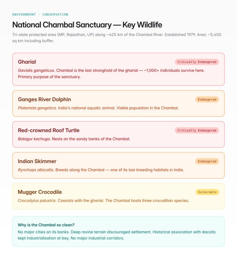 Chambal River — Course, Dams, Wildlife Sanctuary, and UPSC Notes ...