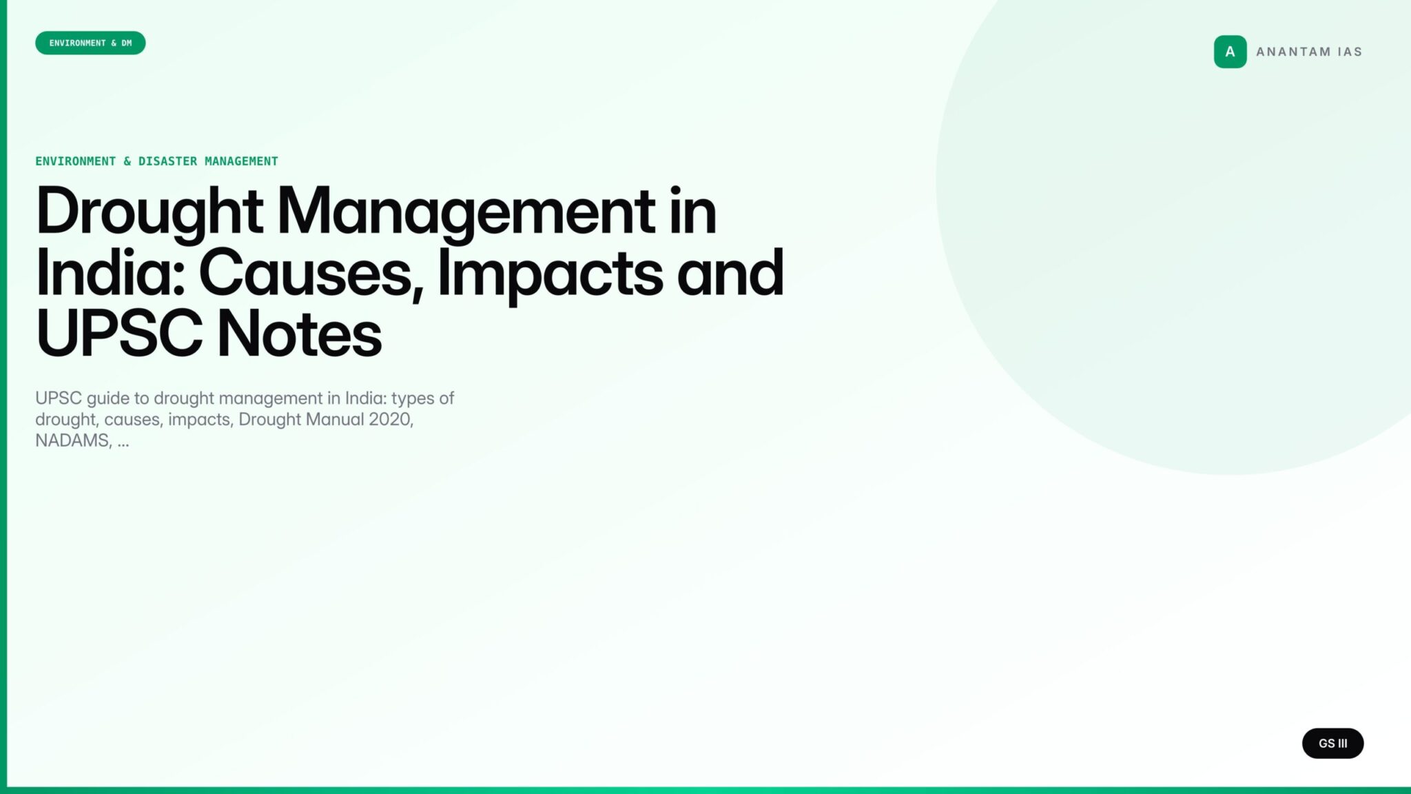 NDMA, SDMA & DDMA: India's Disaster Management Framework - Anantam IAS