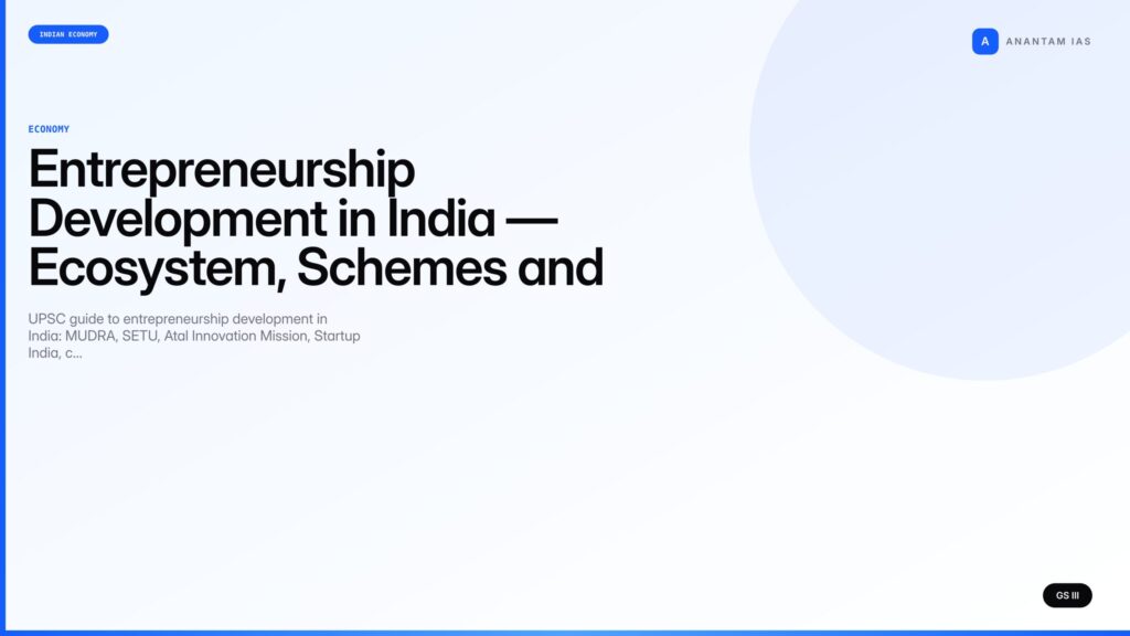 Entrepreneurship Development in India — Ecosystem, Schemes and UPSC ...