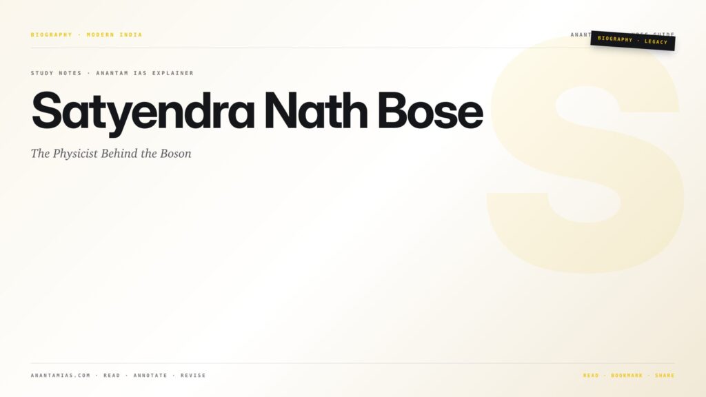 Satyendra Nath Bose: The Physicist Behind the Boson - Anantam IAS