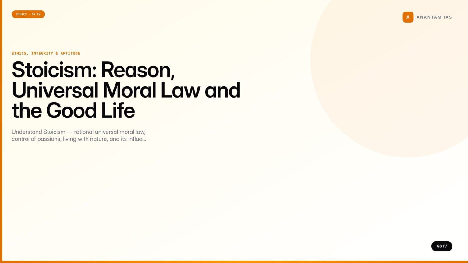 Stoicism: Reason, Universal Moral Law and the Good Life (UPSC Ethics ...