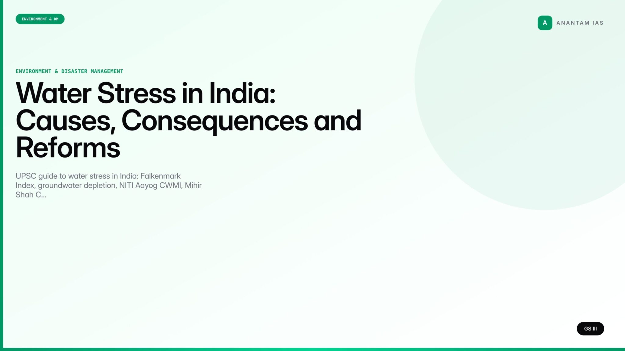 Water Stress in India: Causes, Consequences and Reforms (UPSC ...
